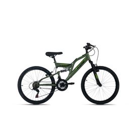 Jugendfahrrad WYLD "WYLD Kinder-Mountainbike Fully 24'' Zodiac gr&uuml;n 18 G&auml;nge RH 38 cm" Gr. 38, gr&uuml;n, schwarz, Fahrr&auml;der, Kinder, 38cm, 24 Zoll (60,96cm) hinten: 24 Zoll (60,96cm)
