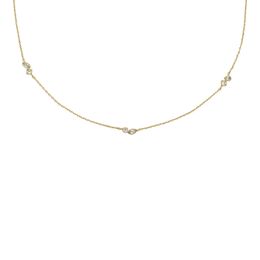 Kette ohne Anh&auml;nger Fossil "Schmuck Geschenk Metall Halskette ELLIS", gold (gelbgoldfarben, kristallwei&szlig;), Halsketten, Damen, Metall, L: 45,5 B: 1mm, mit Zirkonia (synth.), B:1mm