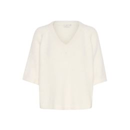 Strickpullover Kaffe "Strickpullover KAemilie", Damen, Gr. S, wei&szlig; (chalk), Obermaterial: 64% Polyester PES. 18% Polyacryl PAN. 10% Wolle mw. 5% Alpaka WP. 3% Elasthan EL., Pullover Strickpullover