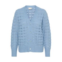 Strickjacke Kaffe "Strickjacke KAelena", Damen, Gr. XXL, blau (faded denim), Obermaterial: 50% Baumwolle CO. 50% Polyacryl PAN., Strickjacken Strickjacke