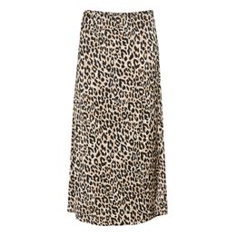 Midirock Kaffe "Rock KAjasmina", Damen, Gr. 44, schwarz (schwarz, braun leo print), Obermaterial: 95% Polyester PES. 5% Elasthan EL., R&ouml;cke