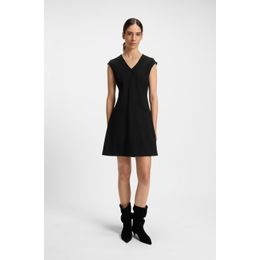 A-Linien-Kleid BOSS Orange "Duttina Premium Damenmode", Damen, Gr. XL, N-Gr, schwarz 001, Jersey, Obermaterial: 70% Viskose, 26% Polyacryl, 4% Elasthan, unifarben, slim fit mini, V-Ausschnitt, Kleider, in Punto Milano Qualit&auml;t