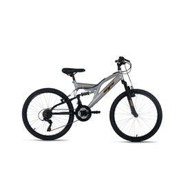 Jugendfahrrad WYLD "WYLD Kinder-Mountainbike Fully 24'' Zodiac grau 18 G&auml;nge RH 38 cm" Gr. 38, grau, schwarz, Fahrr&auml;der, Kinder, 38cm, 24 Zoll (60,96cm) hinten: 24 Zoll (60,96cm)