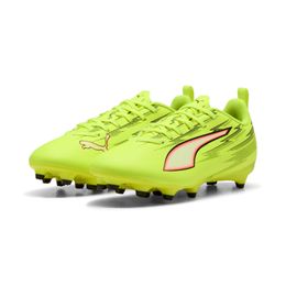 Fu&szlig;ballschuh Puma "ULTRA 6 PLAY FG/AG JR", Kinder, Gr. 37, gelb alert, Puma schwarz, glowing rot, lime squeeze, Synthetik, Schuhe Fu&szlig;ballschuh, f&uuml;r Rasen- und Kunstrasenpl&auml;tze, atmungsaktiv, mit Schn&uuml;rung