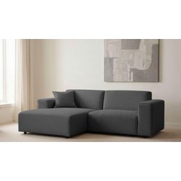 Ecksofa OTTO HOME "Naddine", anthrazit, B:228cm H:75cm T:156cm, 100% Polyester, Sofas, Ecksofa, B. 228 cm, L-Form, Strukturstoff M&eacute;lange-Effekt, Wellenunterfederung