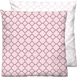 Kissenbez&uuml;ge Biberna "Mix & Match", rosa (rosa, muster), B:40cm L:40cm, Mako-Satin, Obermaterial: 100% Baumwolle, Kissenbez&uuml;ge, individuell kombinierbar