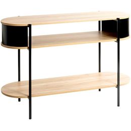 Konsolentisch HAKU "Konsole", braun (schwarz, schwarz, dekor eiche natur), B:110cm H:76cm T:39cm, Tische, Konsolentisch, melaminharzbeschichtet; UV-best&auml;ndig, kratzbest&auml;ndig