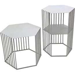 Beistelltisch HAKU "2er Set Beistelltische", grau, grau, grau, B/H/T: 42cm x 55cm x 37cm, Coolgrey, Tische, Beistelltisch, auch f&uuml;r den gesch&uuml;tzten Au&szlig;enbereich geeignet