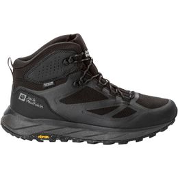 Wanderschuh Jack Wolfskin "TERRAVENTURE TEXAPORE MID M", Herren, Gr. 42,5, schwarz, Synthetik, Textil, Schuhe Wanderschuh, wasserdicht, Trekkingschuh