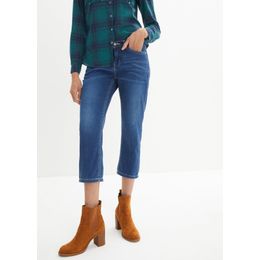 7/8-Jeans bonprix, Damen, Gr. 46, N-Gr, blau (blau used), Denim/Jeans, Obermaterial: 95% Baumwolle, 4% Polyester, 1% Elasthan, unifarben, slim fit 7/8-L&auml;nge, Jeans, Slim fit Passform, schmale Beinform, 7/8-L&auml;nge