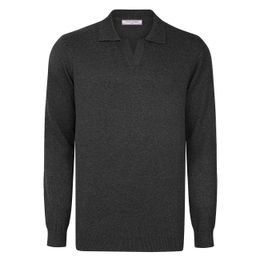 Polokragenpullover FELIX HARDY "Pullover mit Polokragen - knopflos", Herren, Gr. XL, grau (anthrazit), 100% Baumwolle, Pullover