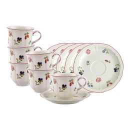 Villeroy & Boch Tasse VILLEROY & BOCH "Kaffeetassen mit Untertassen Petite Fleur 120 ml 6er Set bunt", bunt, B:14,5cm H:8,7cm &Oslash;:14,5cm, Porzellan, Trinkgef&auml;&szlig;e, Tasse, Sp&uuml;lmaschinenfest, Mikrowellensicher