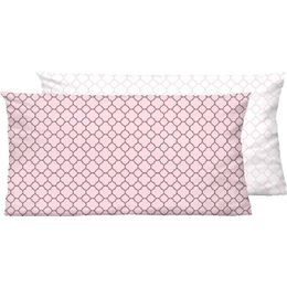 Kissenbez&uuml;ge Biberna "Mix & Match", rosa (rosa, muster), B:80cm L:40cm, Mako-Satin, Obermaterial: 100% Baumwolle, Kissenbez&uuml;ge, individuell kombinierbar