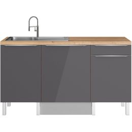 Pantryk&uuml;che Optifit "Lilly2", schwarz (k&uuml;che: grau, front: anthrazit lackiert, korpus: wildeichefarben, arbeitsplatte: wildeichefarben), B:160cm H:90cm T:60cm, Komplettk&uuml;chen-Sets, Breite 160 cm, wahlweise mit E-Ger&auml;ten