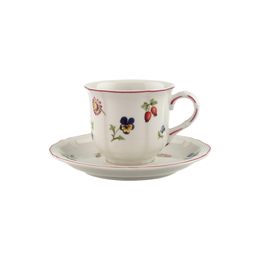 Villeroy & Boch Tasse VILLEROY & BOCH "Kaffeetasse mit Untertasse Petite Fleur 120 ml bunt", bunt, B:14,5cm H:8,7cm &Oslash;:14,5cm, Porzellan, Trinkgef&auml;&szlig;e, Tasse, Sp&uuml;lmaschinenfest, Mikrowellensicher