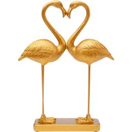 Dekofigur KARE DESIGN "Flamingo Love Gold 39cm", gold, B:29cm H:39cm T:8cm, Polyresin, Dekofiguren