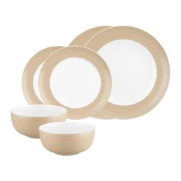 Geschirr-Set Seltmann Weiden "Basic-Set Liberty Pure Colors 6er Set", beige (dusty beige), 6, Porzellan, Geschirr-Sets, Geschirr-Set, Sp&uuml;lmaschinenfest, Mikrowellensicher, Ofenfest