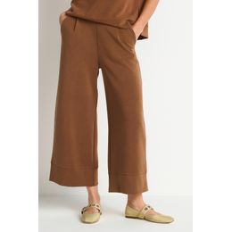 Culotte RICHROYAL, Damen, Gr. S, N-Gr, coconut bark, Jersey, Obermaterial: 52% Modal, 42% Polyester, 6% Elasthan, unifarben, regular fit lang, Hosen Culotte, Regular fit mit Bundfalten