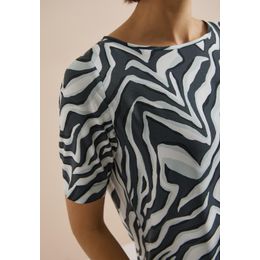 Shirtbluse Cecil, Damen, Gr. L (42), palm breeze gr&uuml;n, Web, Obermaterial: 100% Viskose, l&auml;ssig geschnitten h&uuml;ftbedeckend, Rundhals, abgesteppte Kante, Blusen, Sommerbluse mit Rundhals und Print