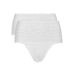Taillenslip Nina von C. "Millefleurs", Damen, Gr. 48, wei&szlig;, Obermaterial: 52% Viskose, 40% Modal, 8% Elasthan, unifarben, k&ouml;rpernah, Unterhosen Taillenslip, eng, elastisch, bequem, feminin, breiter Bund mit Spitze, Viskosemix