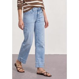 Bequeme Jeans Street One "Style Amalia", Damen, Gr. 28, L&auml;nge 28, ultra bleached random, Obermaterial: 89% Baumwolle, 8% Polyester, 3% Elasthan, unifarben, normal lang, Jeans, mit Aufschlag und Stretch