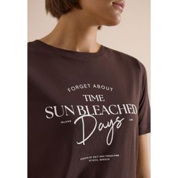 Print-Shirt Cecil "Style Lea", Damen, Gr. L (42), braun cacao, Jersey, Obermaterial: 100% Baumwolle, bedruckt, regular fit normal, Rundhals, Shirts, Sommershirt, Rundhals, Baumwolle, bedruckt
