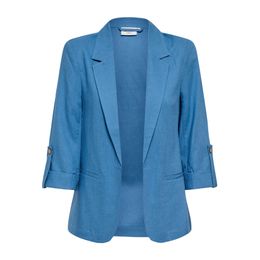 Kurzblazer Only "ONLGOA 3/4 UNLINE LINEN BL BLAZER CC TLR", Damen, Gr. 36, riviera, Web, Obermaterial: 70% Viskose, 30% Leinen, unifarben, loose fit normal, V-Ausschnitt, Blazer Kurzblazer, mit Leinen