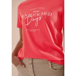 Print-Shirt Cecil "Style Lea", Damen, Gr. L (42), coral, Jersey, Obermaterial: 100% Baumwolle, bedruckt, regular fit normal, Rundhals, Shirts, Sommershirt, Rundhals, Baumwolle, bedruckt