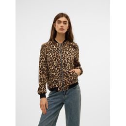 V&eacute;ro Moda Blouson VERO MODA "VMCOCO L/S BOMBER AOP WVN NOOS", Damen, Gr. XS, tigers eye aop:verena leo, Web, Obermaterial: 96% Polyester, 4% Elasthan, bedruckt, regular fit normal, Rippb&uuml;ndchen, Jacken Blouson, Materialmix