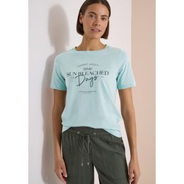 Print-Shirt Cecil "Style Lea", Damen, Gr. L (42), crystal mint, Jersey, Obermaterial: 100% Baumwolle, bedruckt, regular fit normal, Rundhals, Shirts, Sommershirt, Rundhals, Baumwolle, bedruckt
