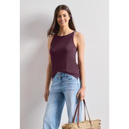 Strandtop Street One, Damen, Gr. 36, rustic rouge, Jersey, Obermaterial: 95% Viskose, 5% Elasthan, unifarben, l&auml;ssig geschnitten h&uuml;ftbedeckend, Rundhals, Tops Strandtop, Sommertop mit U-Boot-Ausschnitt und Schulterdetail