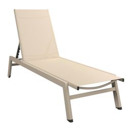 Ambia Garden Gartenliege, Beige, Metall, Textil, 55x92x164 cm, R&uuml;ckenlehne verstellbar, Gartenm&ouml;bel, Gartenliegen