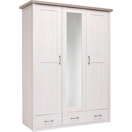 CARRYHOME Kleiderschrank, Braun, Wei&szlig;, Pinien, Holzwerkstoff, 5 F&auml;cher, 3 Schublade(n) Schubladen, 148x201x62 cm, Beim&ouml;bel erh&auml;ltlich, Kinder- & Jugendzimmer, Jugendm&ouml;bel, Jugendkleiderschr&auml;nke