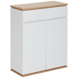 Xora Schuhschrank, Eiche Artisan, Wei&szlig;, Kunststoff, 3 F&auml;cher, 1 Schublade(n) Schubladen, 85x106x38 cm, Typenauswahl, Beim&ouml;bel erh&auml;ltlich, stehend, Garderobe, Schuhaufbewahrung, Schuhschr&auml;nke