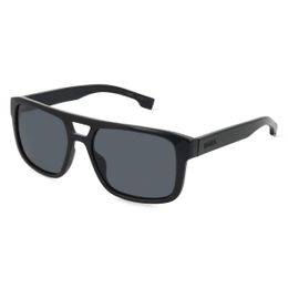 HUGO BOSS Boss 1648/S | Herren-Sonnenbrille | Fassung: Vollrand, Quadratisch, Kunststoff, Schwarz | Glasfarbe: Grau