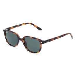 Ray-Ban Junior RJ 9093S LEONARD | Unisex-Sonnenbrille | Fassung: Vollrand, Quadratisch, Kunststoff, Havanna | Glasfarbe: Gr&uuml;n