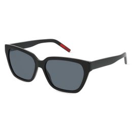 HUGO BOSS Hugo HG 1264/S | Damen-Sonnenbrille | Fassung: Vollrand, Quadratisch, Acetat, Schwarz | Glasfarbe: Grau