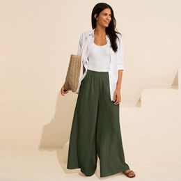LANDS' END Premium Reinleinen-Palazzohose, Damen,  Gr&uuml;n, Leinen, by Lands' End