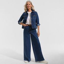 LANDS' END Jeansjacke, Damen,  Blau, Baumwolle/Elasthan/Polyester, by Lands' End