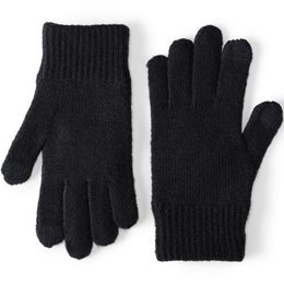 LANDS' END CashTouch Strickhandschuhe, Herren,  Schwarz, Elasthan/Polyacryl/Nylon-Mischung, by Lands' End