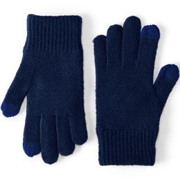 LANDS' END CashTouch Strickhandschuhe, Herren,  Blau, Elasthan/Polyacryl/Nylon-Mischung, by Lands' End