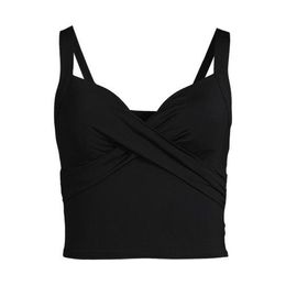 LANDS' END Kurzes Tankinitop mit V-Ausschnitt, Damen,  Schwarz, Elasthan/Nylon-Mischung, by Lands' End