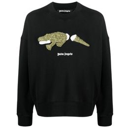 Schwarzer Pullover mit Kroko-Logo von Palm Angels