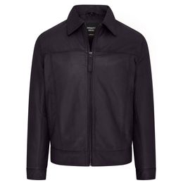 Schwarze Retro-Bikerjacke aus klassischem Leder f&uuml;r Herren im Harrington-Stil - Drammen