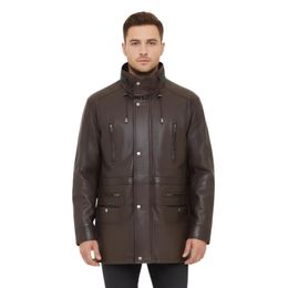 Herren-Parka aus weichem italienischem Leder, braun, Gatton