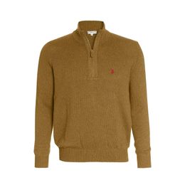 U.S. Polo Assn. Herren Zip Troyer &ndash; Pullover mit Stehkragen &ndash; Eleganter Langarm Strickpullover in Beige