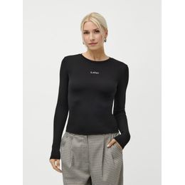 Langarmshirt LEGER "Vianne, LeGer by Lena Gercke", Damen, Gr. 42, schwarz, wei&szlig; contrast, Jersey, Obermaterial: 95% Viskose, 5% Elasthan, unifarben, regular fit normal, Rundhals, eingesetzt abgesteppte Kante, Shirts Langarmshirt, Regular fit mit Rundhalsausschnitt