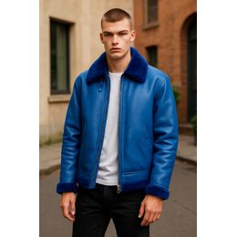Blaue B3 Bomberjacke aus Schaffell f&uuml;r Herren der RAF Aviator - Sibasa