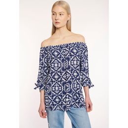 Haily's Blusenshirt HAILY&rsquo;S "3/4 V TP Lo44tty", Damen, Gr. M (38), blau (7836 navy div), Web, Obermaterial: 100% Viskose, bedruckt, h&uuml;ftbedeckend, Carmenausschnitt, Shirts Blusenshirt