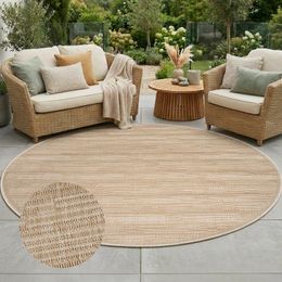 Outdoorteppich Carpet City "Flachgewebe in Sisal-Optik, Wetterfest & UV-best&auml;ndig", braun, B:200cm H:0,5mm L:200cm &Oslash;:200cm, Polypropylen, Teppiche, Outdoorteppich, Witterungsbest&auml;ndig f&uuml;r Balkon, Terrasse, Garten